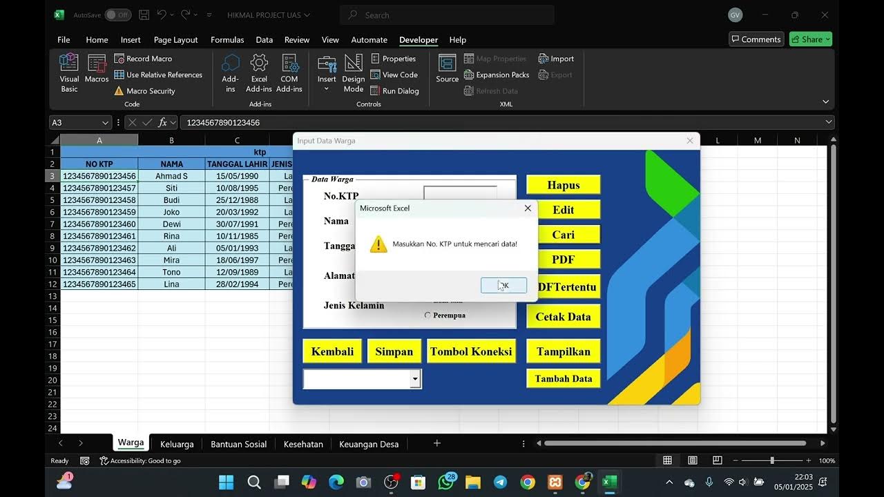 VIDEO DEMO APLIKASI VBA DATA WARGA DESA - YouTube