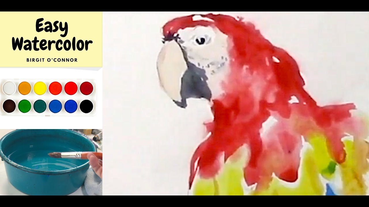 🦜 Paint a Macaw in Watercolor | Easy & Fun Tutorial for Kids and ...