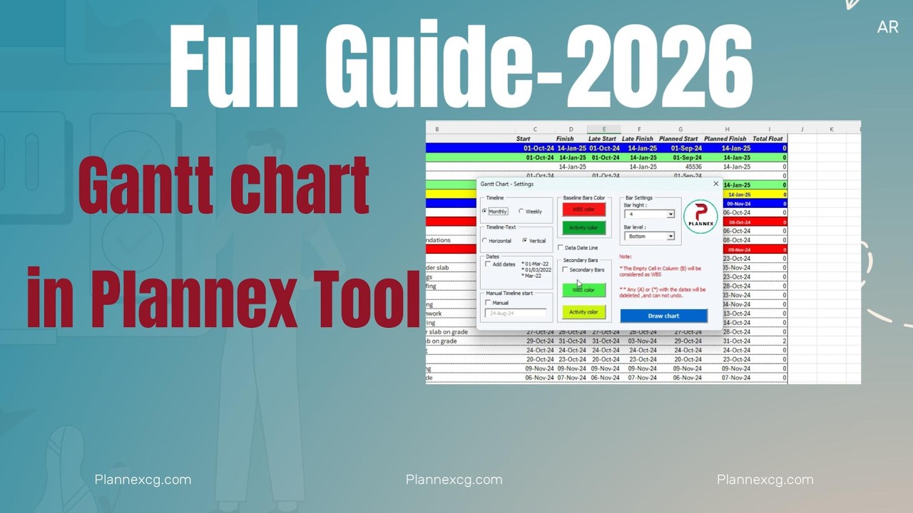 شرح مفصل للأداه المجانيه 2026- Gantt chart in Plannex Excel Tool - YouTube