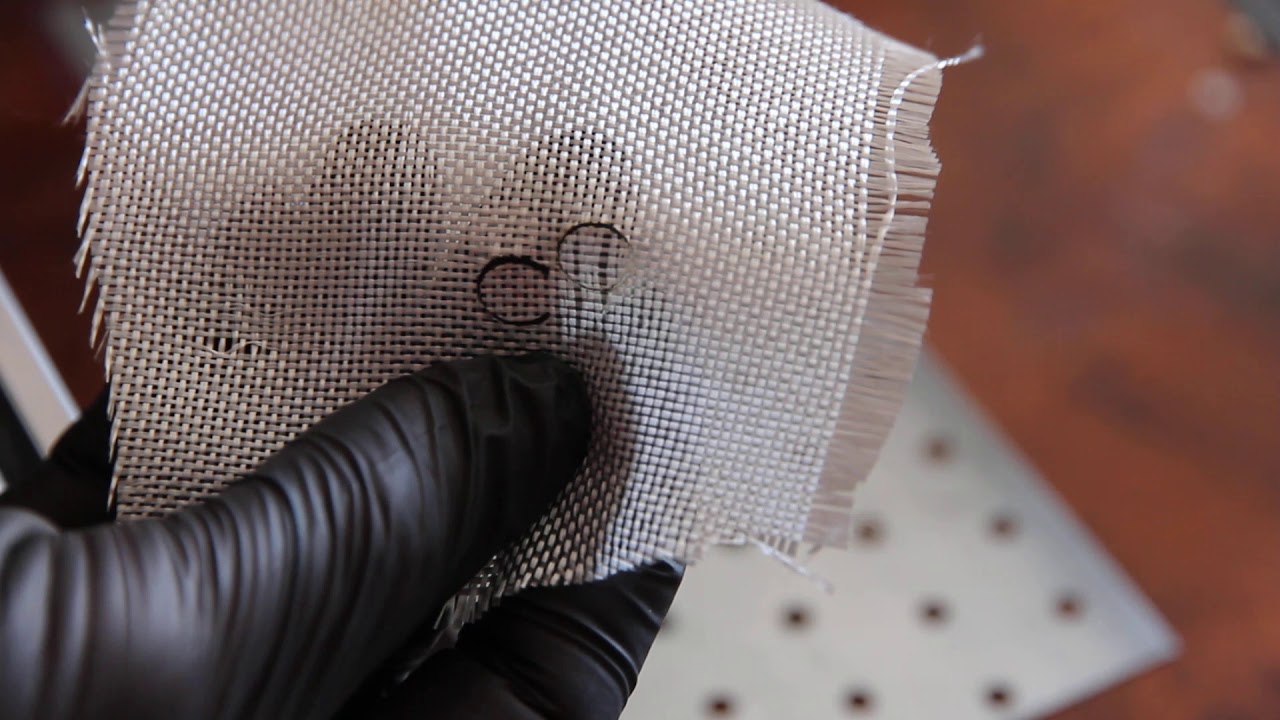 Laser cutting of a fiber cloth (fiber glass) with a 10 watt impulse ...