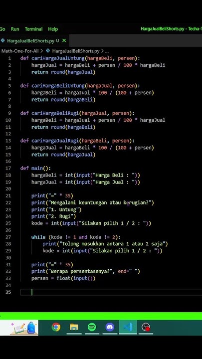 PYTHON | Menentukan Harga Jual atau Beli jika diketahui Persentase ...