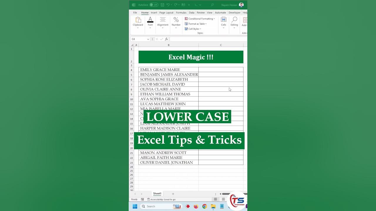 LOWER CASE | Excel Tips & Tricks #excel #exceltips #shorts - YouTube