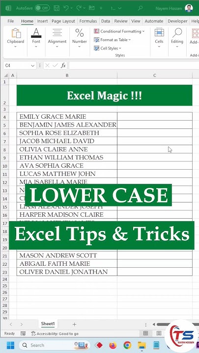 LOWER CASE | Excel Tips & Tricks #excel #exceltips #shorts - YouTube
