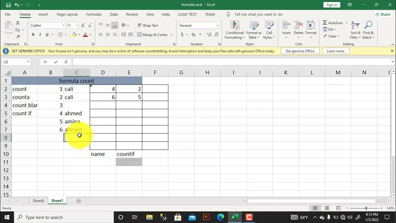 FORMULA OF COUNT || excel - YouTube