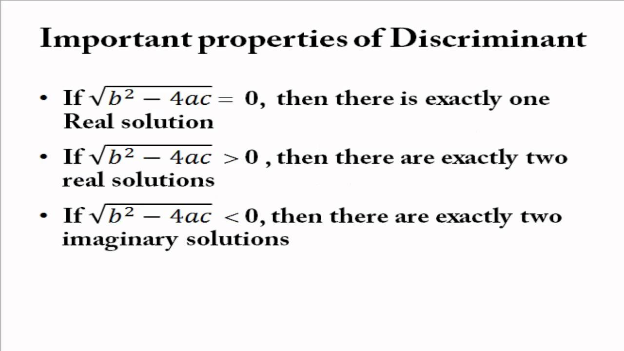 Discriminant and its properties - YouTube