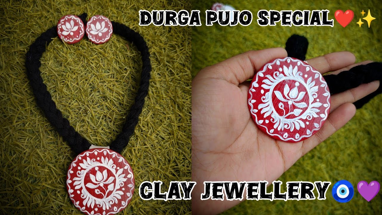 Durga pujor special clay jewellery🧿💜//air dry clay jewellery//jewellery ...