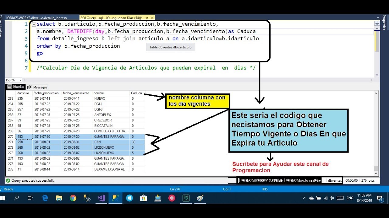 Fecha de Caducacion Articulos SQL Server C#,Java Etc.. - YouTube
