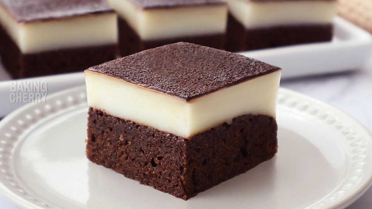 TWO DESSERTS IN ONE: Chocolate Brownie & Vanilla Pudding - YouTube