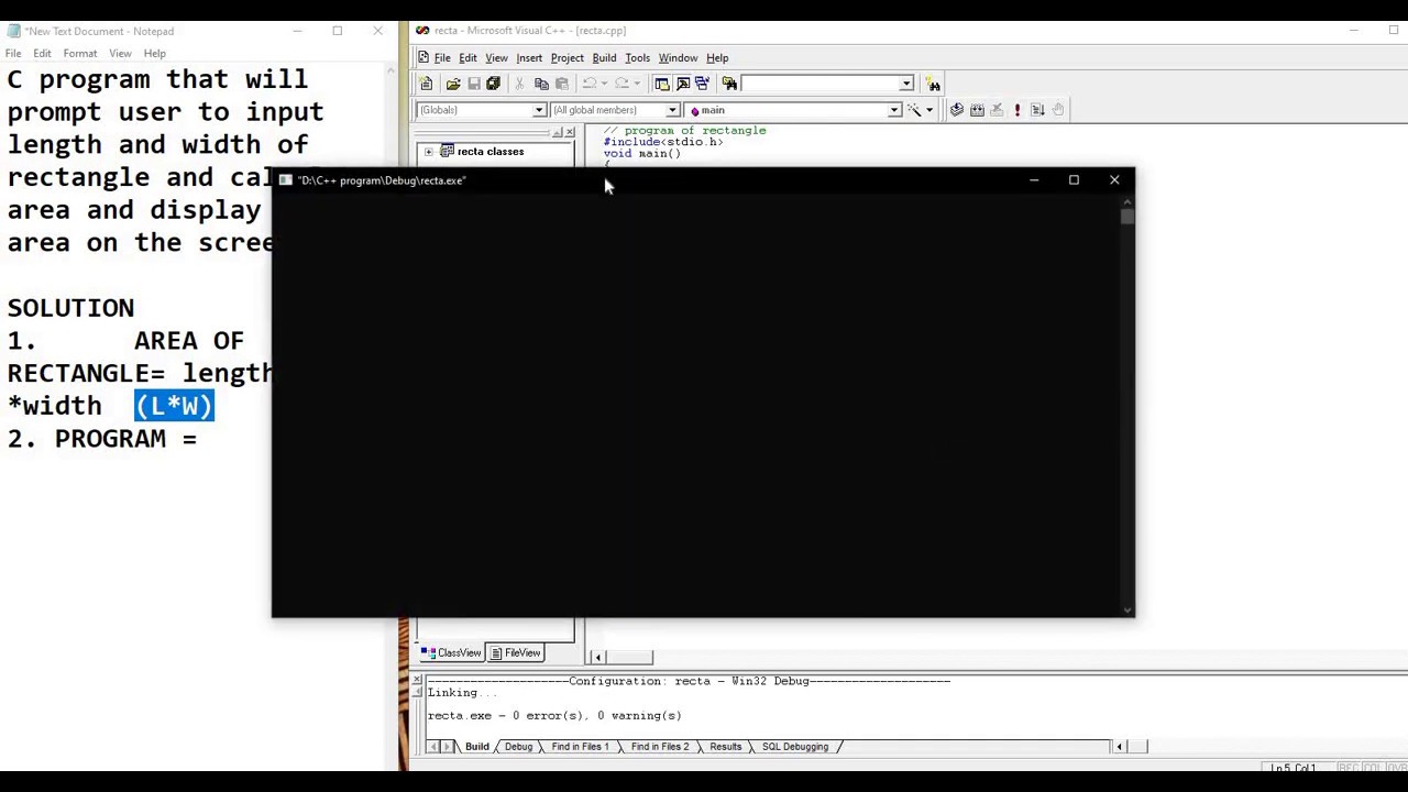 Calculate Area Of Rectangle In C Programming Youtube