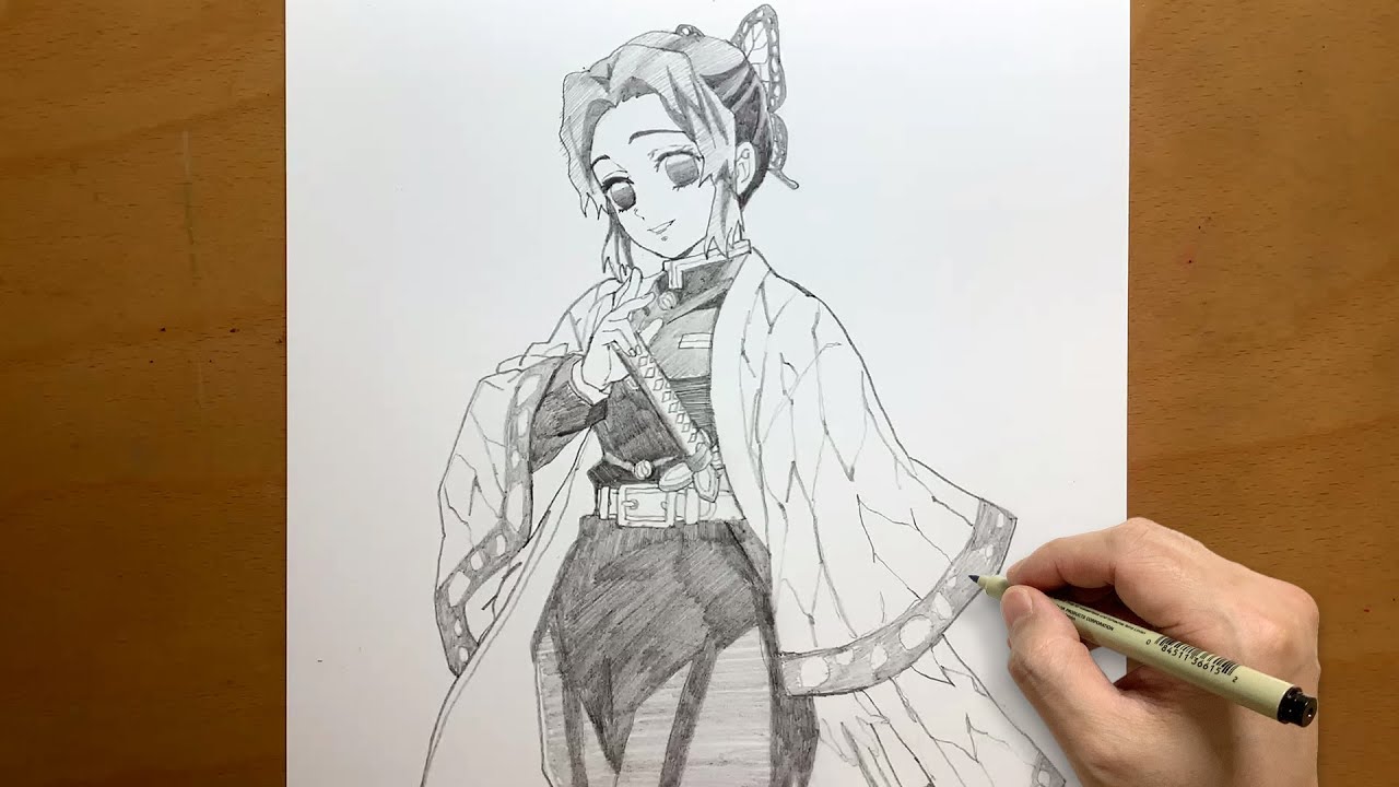 How to draw Shinobu Kocho with just one stroke I Demon Slayer I Kimetsu ...