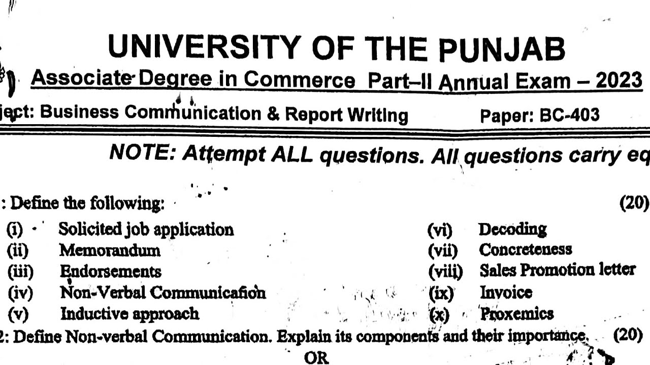 Adc Part 2 Business Communication & Report Writing past paper 2023|Bcom ...