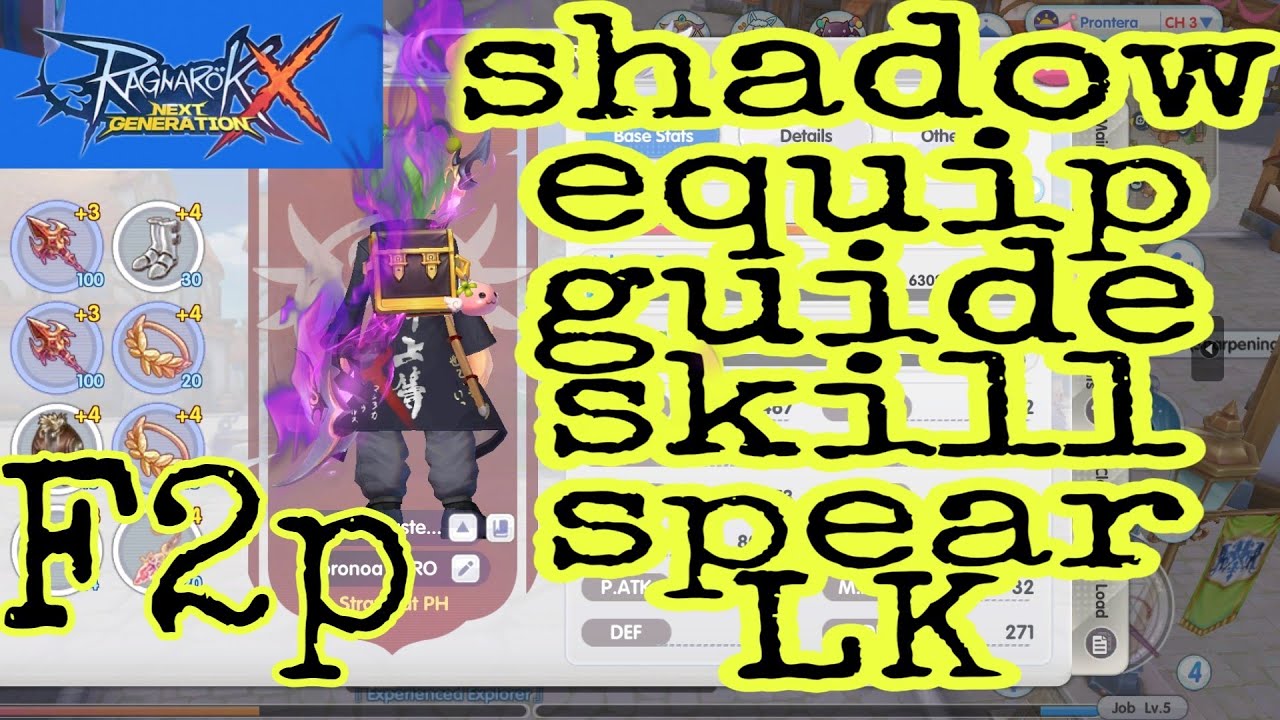 ragnarok x shadow equip guide skill spear LK - YouTube