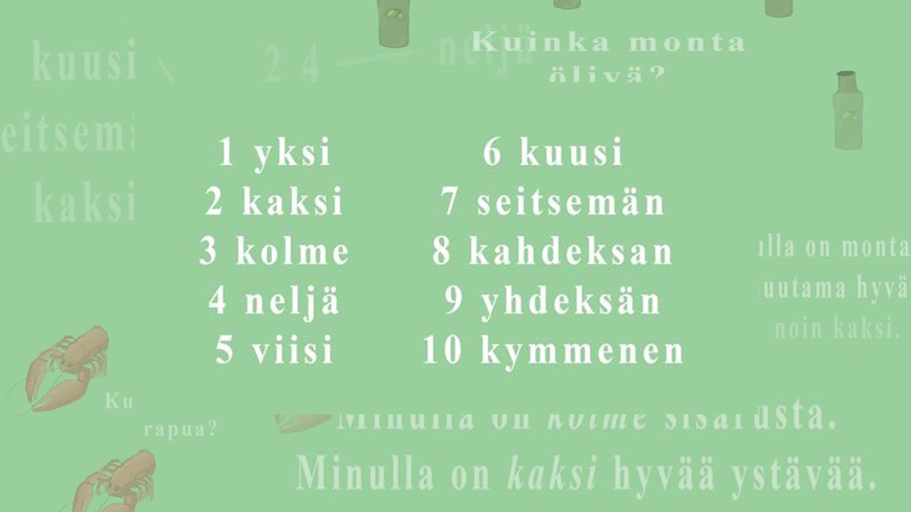 Numerot 1-10 - Finnish numbers from 1 to 10 - exercises included ...