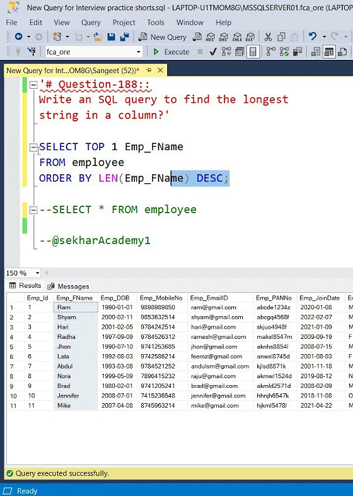 SQL Interview Question 188 || #sql #mysql #oracle #interview #shorts #reels #quiz ...