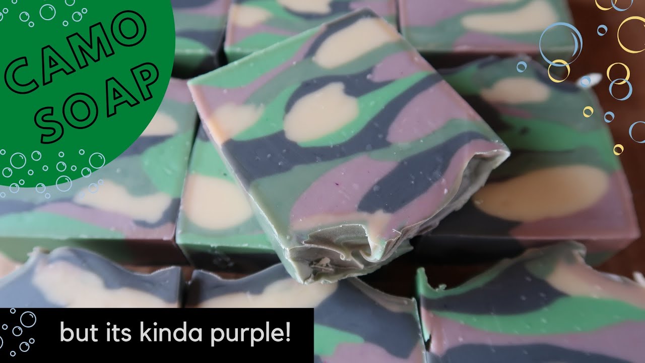 Making and Cutting Green Camo Soap - YouTube
