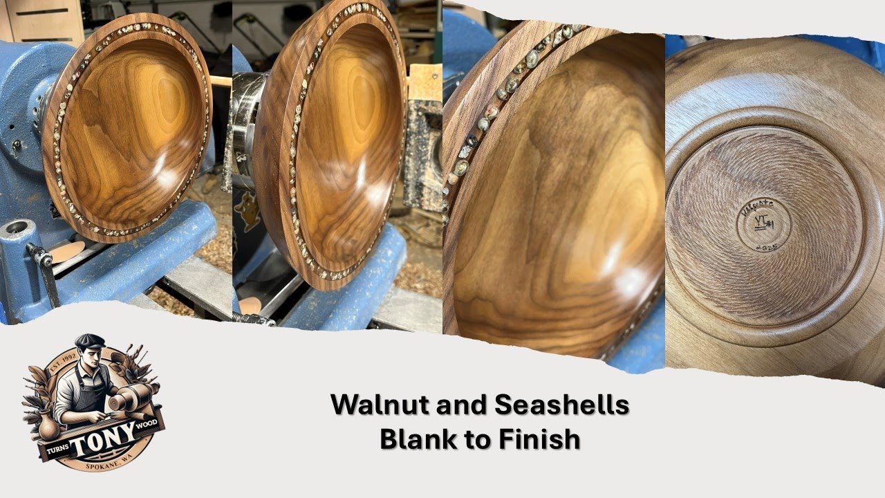 Walnuts and Seashells! #woodturner #woodworking #inlay - YouTube