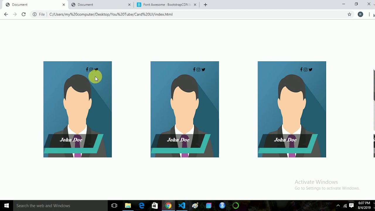 Html Card Hover Effect Using Css Youtube