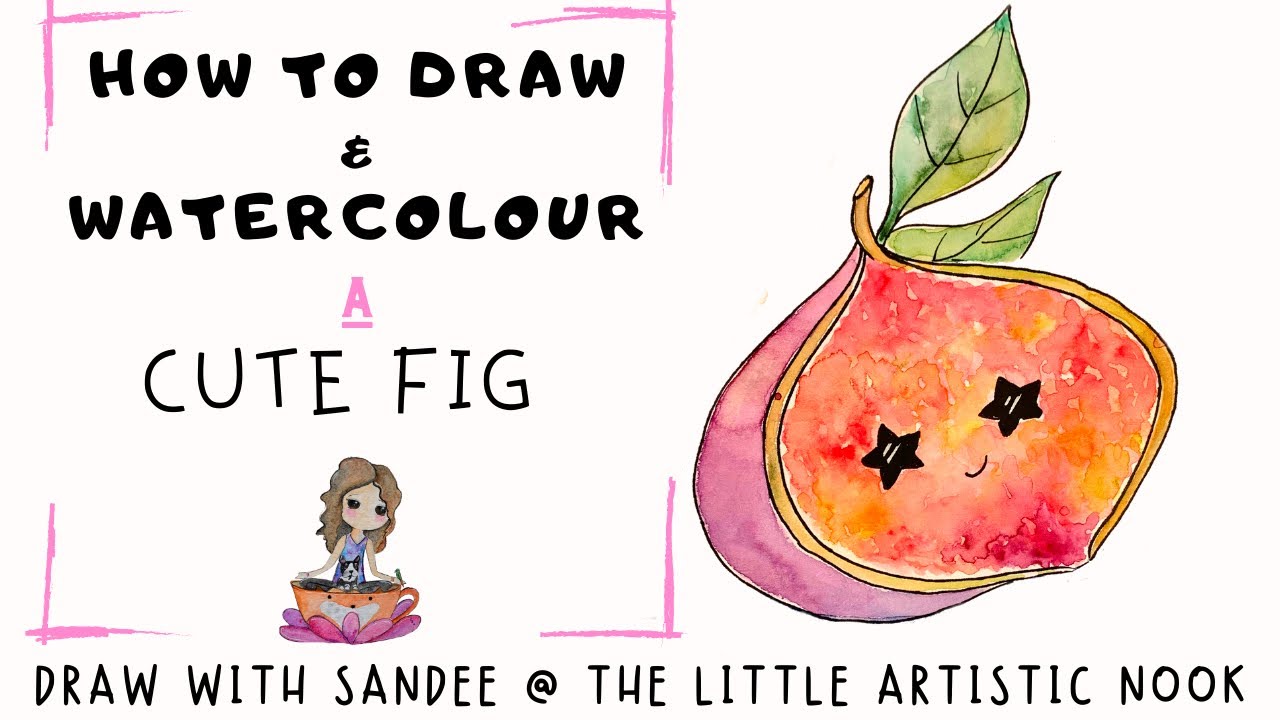 How to Draw and Paint a CUTE FIG | Step by Step FOOD Illustration ...