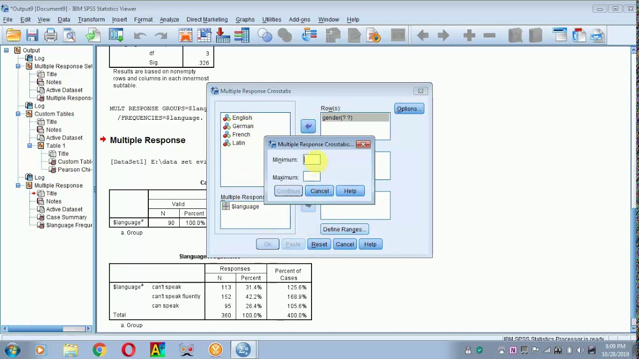 HOW TO DO A MULTIPLE RESPONSE SET 3 RESPONSES SPSS - YouTube