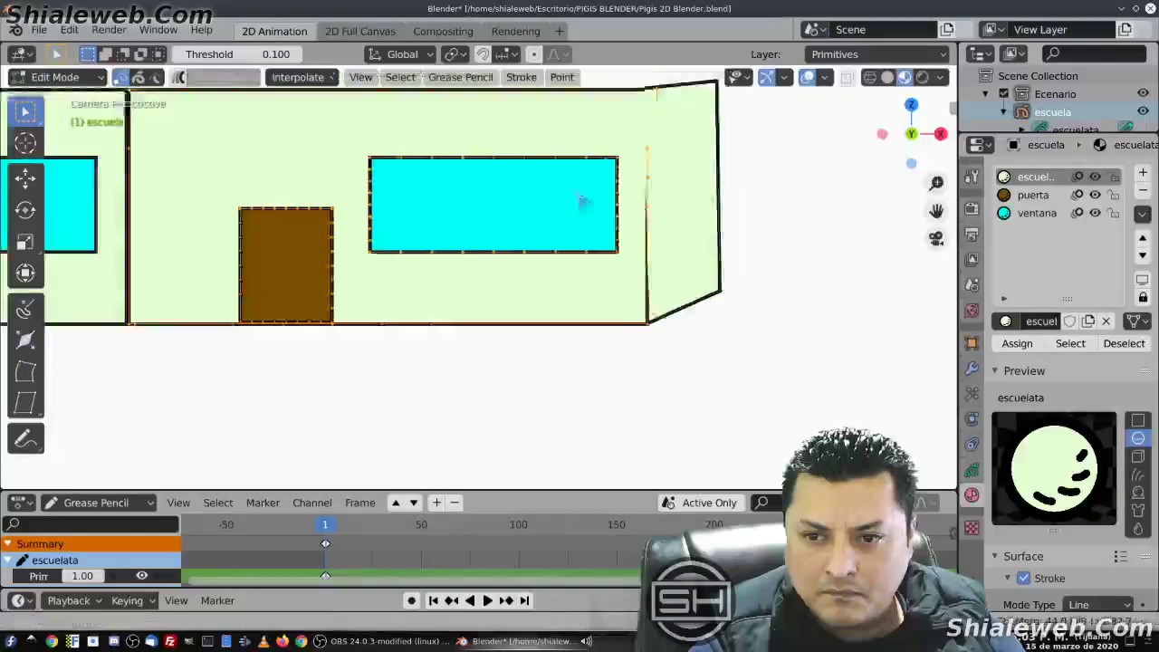 Animacion 2D en Blender linux fedora primeras practicas modo ...