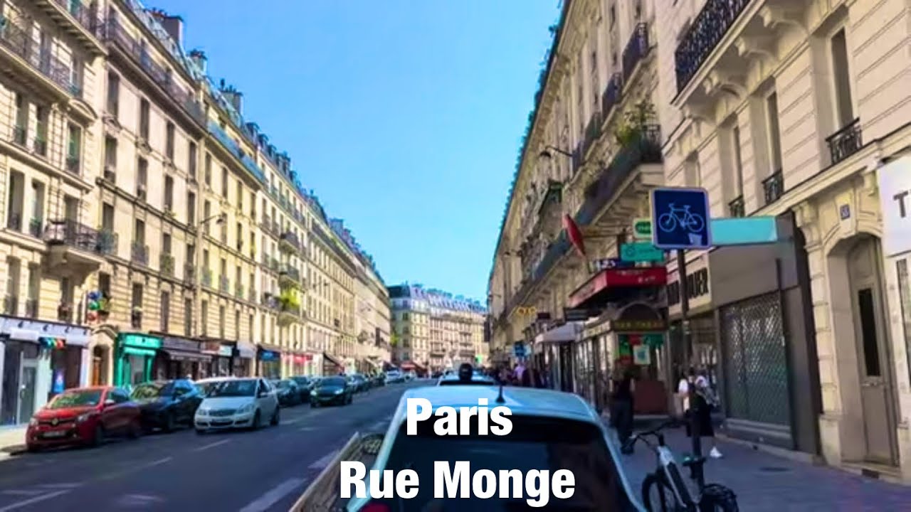 Paris city walks Rue Monge Paris, France 4K - YouTube