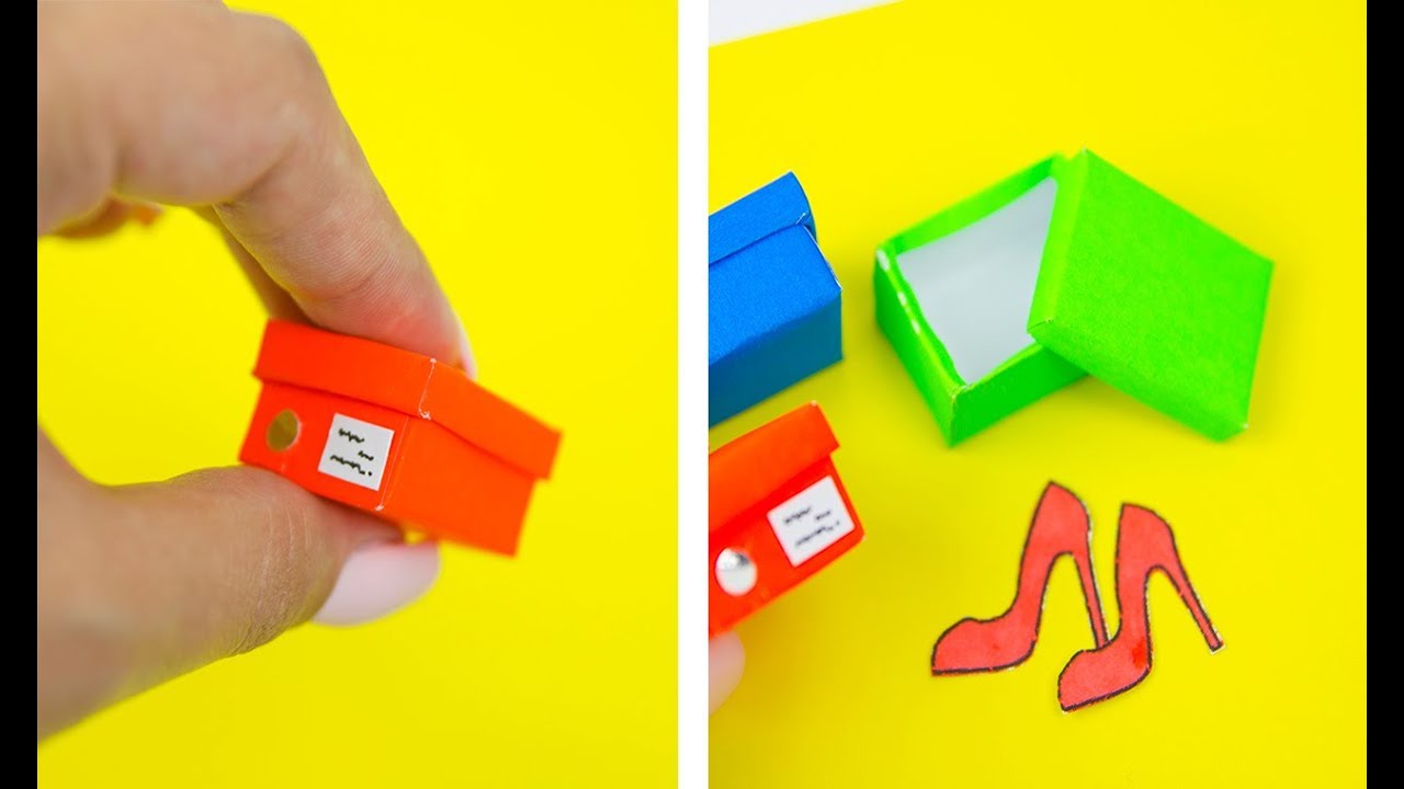 MINIATURE SHOES BOX FOR DOLL DIY TUTORIAL FOR GIRLS - YouTube