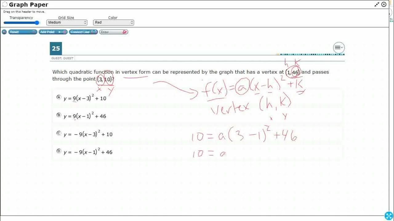 Algebra 1 STAAR Practice Writing Quadratic Equations (A.6B - #5) - YouTube
