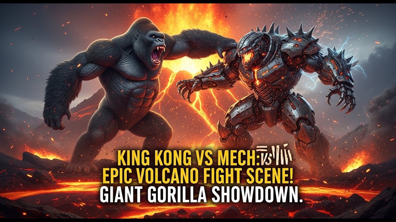 King Kong vs Mech: Epic Volcano Fight Scene! Giant Gorilla Showdown ...