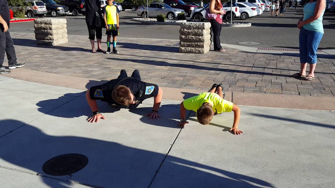 Boy does push ups with a police officer (# pushup challenge) - YouTube