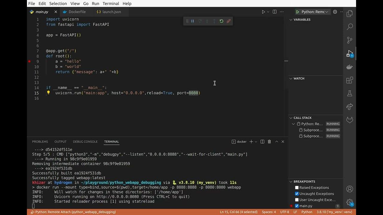 FastAPI debugging inside docker - YouTube
