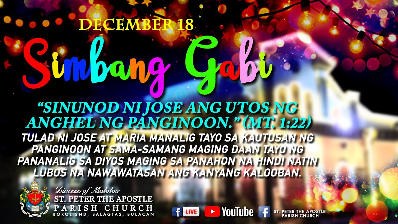 18 DISYEMBRE 2023 | LUNES: SIMBANG GABI | 4:30 N.U. #OnlineMass - YouTube