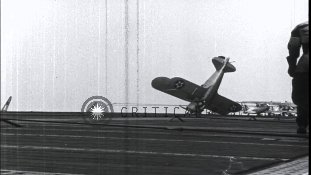 U.S. Marine Corps Grumman F3F-2 airplane stalls out and crashes nose ...