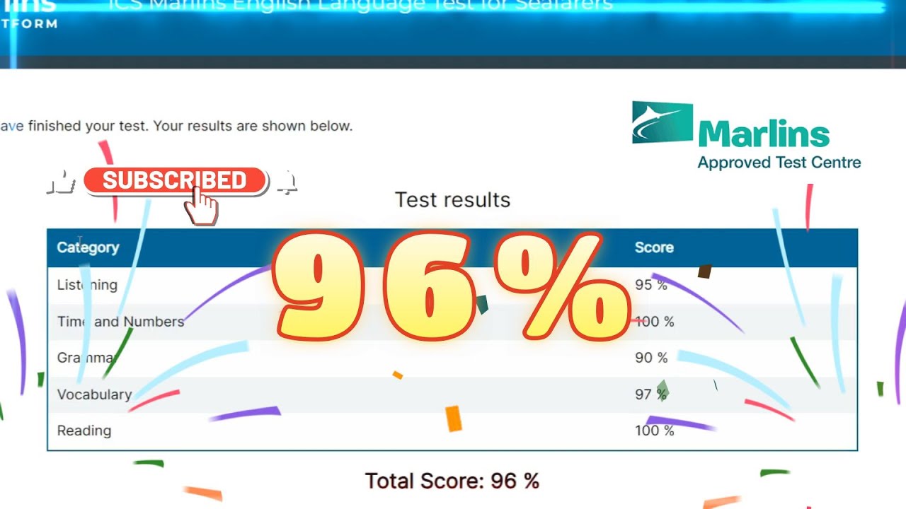 Marlins Test For Seafarer Score 96% - YouTube