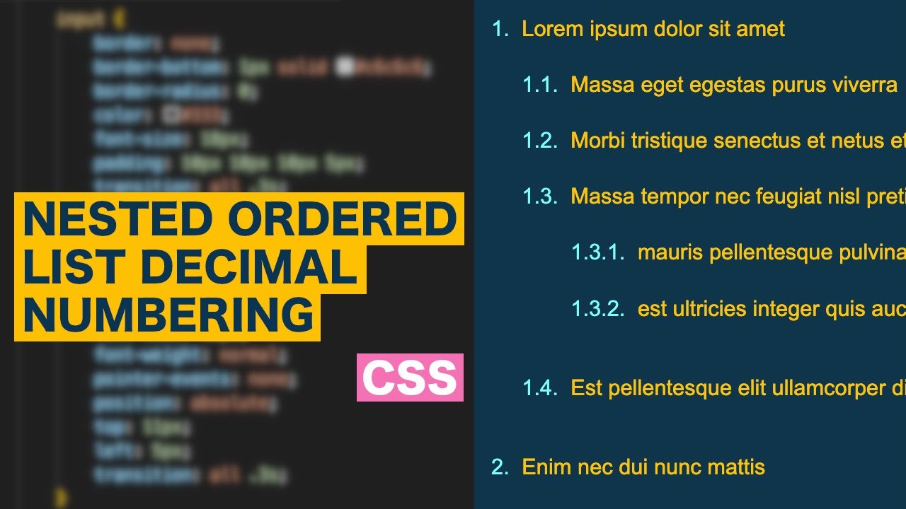 Style nested decimal numbering in ordered HTML list with CSS - YouTube