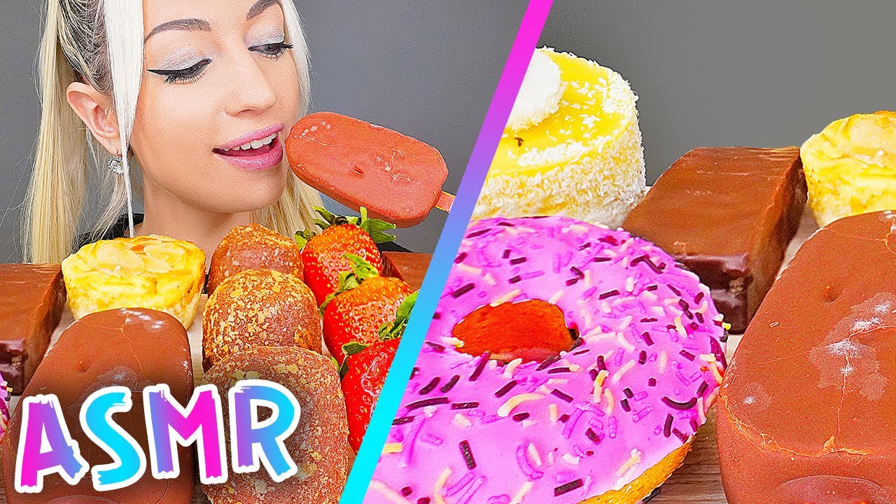 Asmr Mukbang먹방 Chocolate Cake Ice Cream Donut Dessert 딸기 Eating