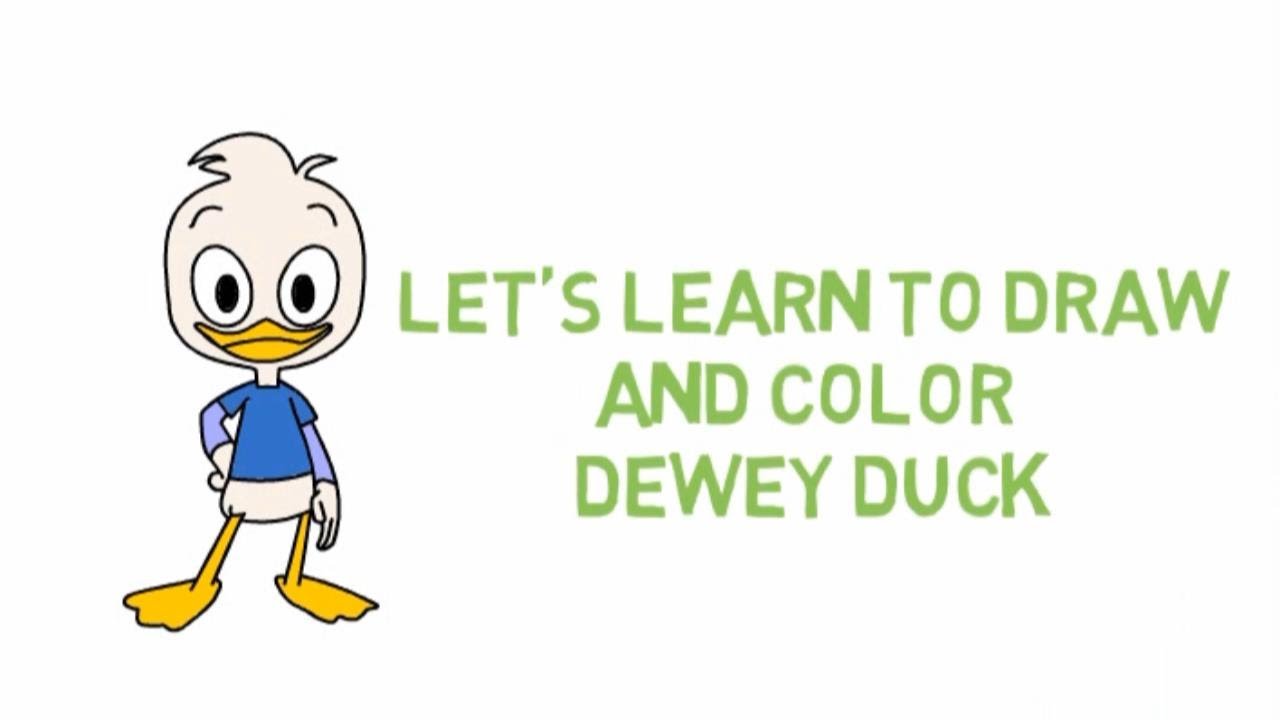 Cute Dewey Duck Drawing and Coloring | Step by Step Coloring Dewey Duck ...