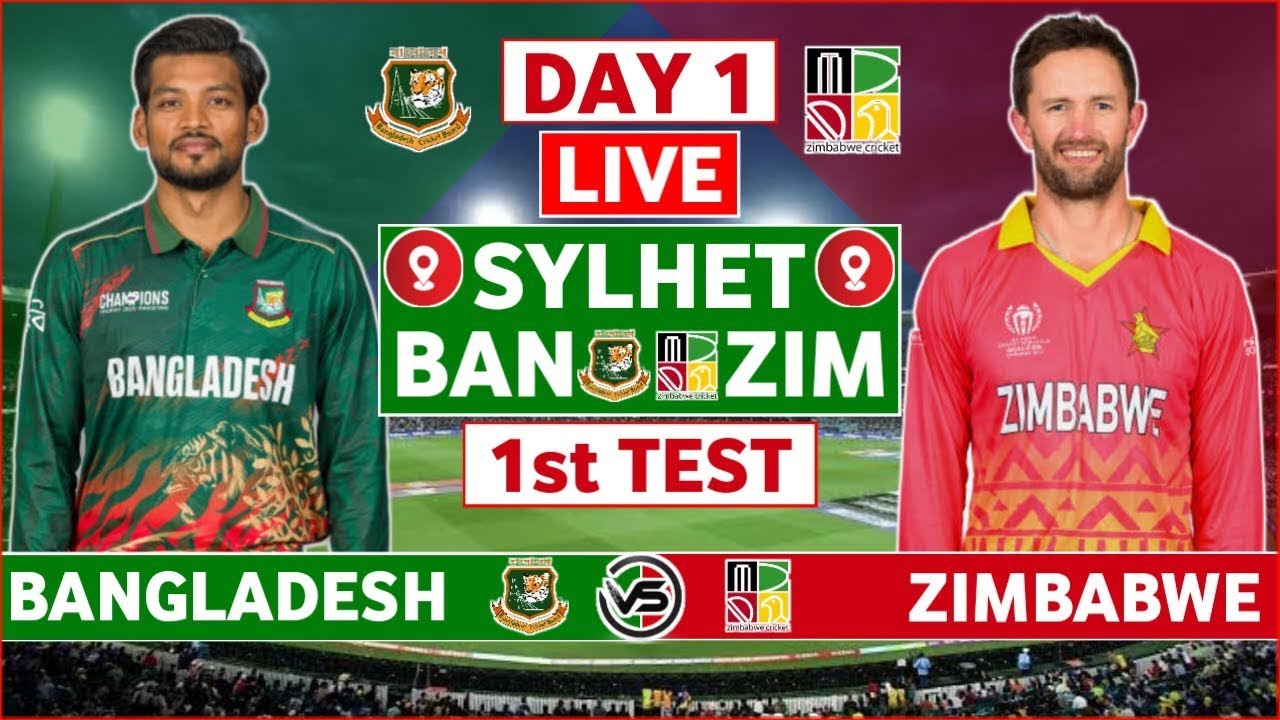 PSL BAN vs ZIM 1st TEST, ZIM vs BAN 2025 | Bangladesh vs Zimbabwe 1st ...