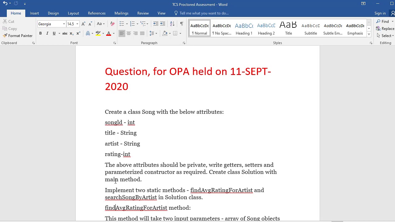 TCS Proctored assessment 11th September | Java program - YouTube