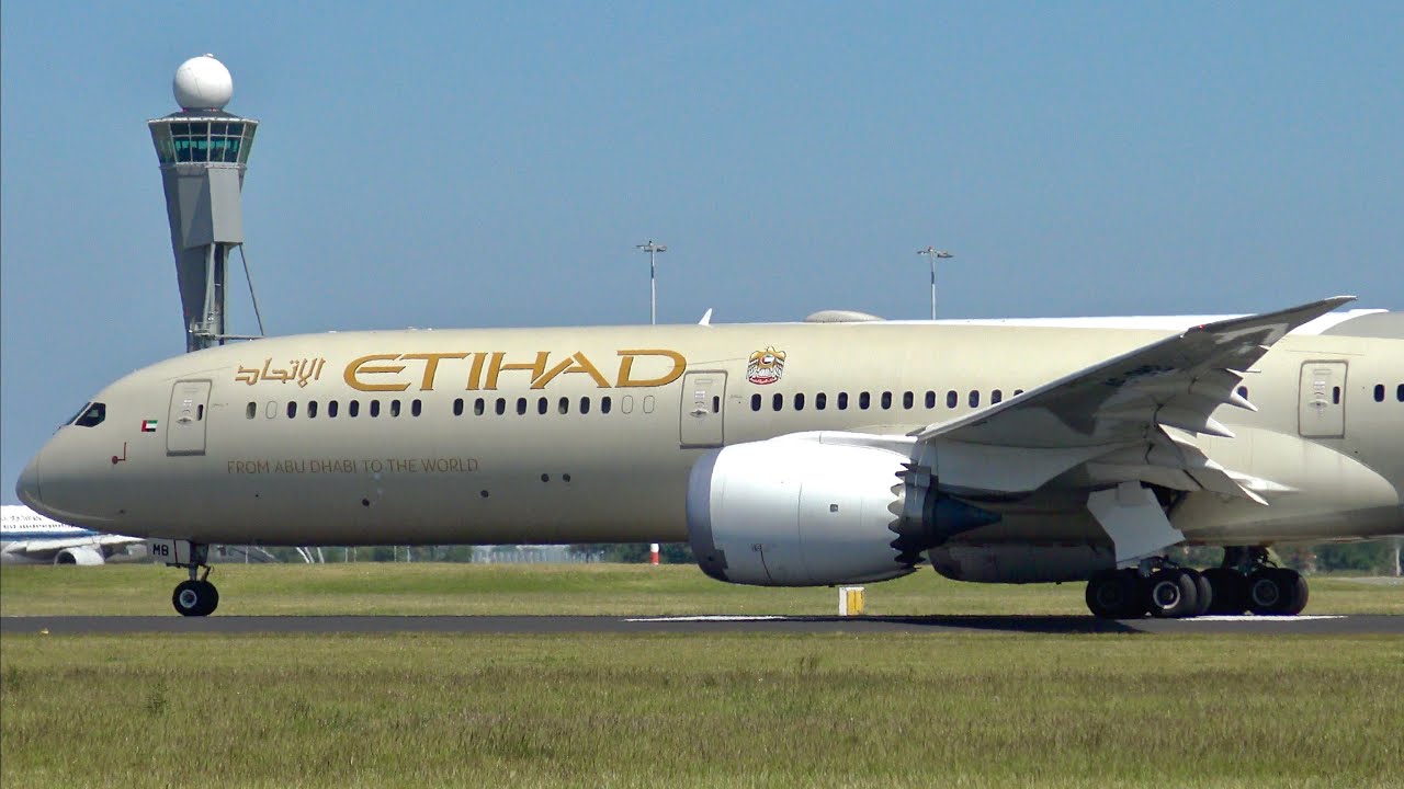 [4K] Etihad Airways B777, B787, A330, A340 | Amsterdam airport Schiphol ...