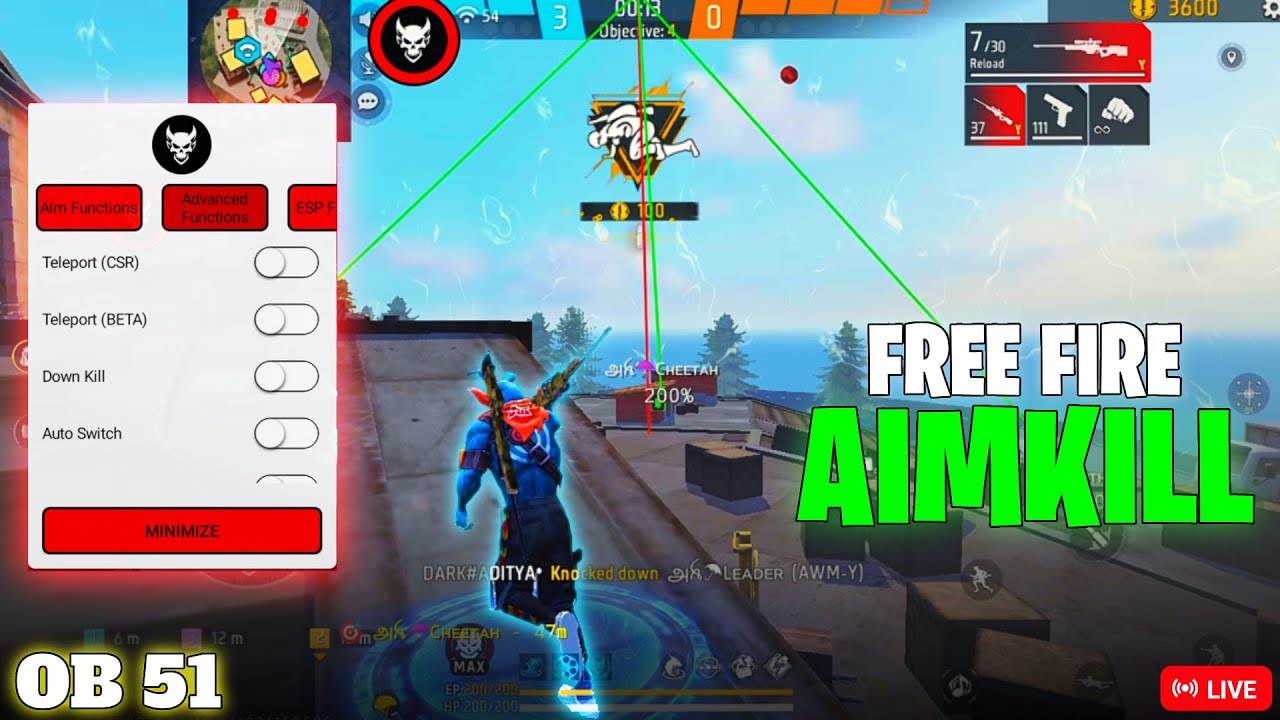 FREE FIRE PC PANEL OB50💻FREE PANEL🎯AIMKILL +TELEKILL + SPEED HACK ...