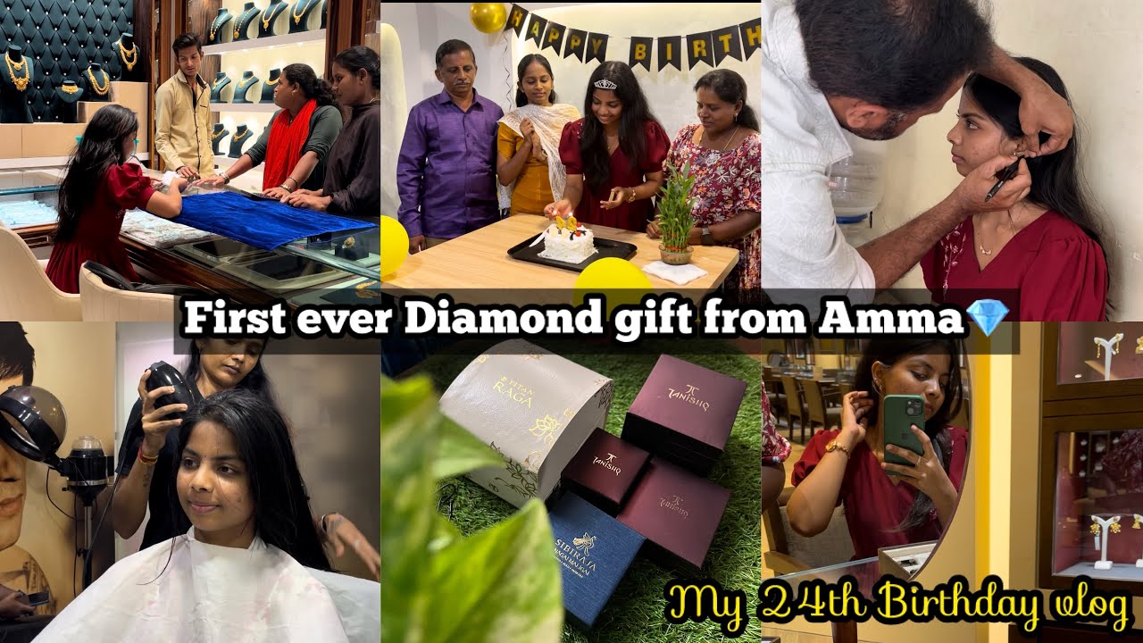 Vlog#32 💎Diamond Gift For my Birthday by *MOM*🎁||My 24th Birthday Vlog🎉||Hair cut day💇‍♀️# ...