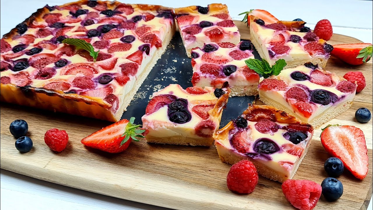 Fruits Yogurt Slices - Shortbread Dough with Yogurt and Fruits Layers ...