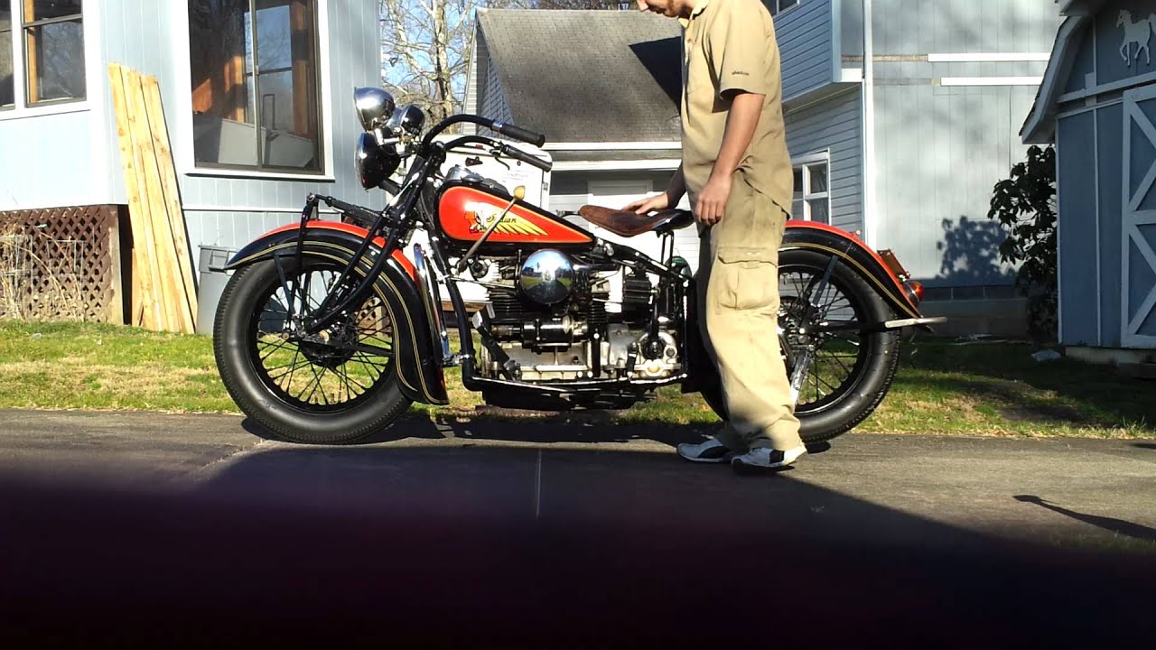 1939 Indian chief inline 4 cylinder - YouTube