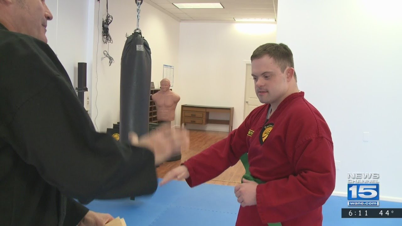 Local man with Down Syndrome excels in karate - YouTube