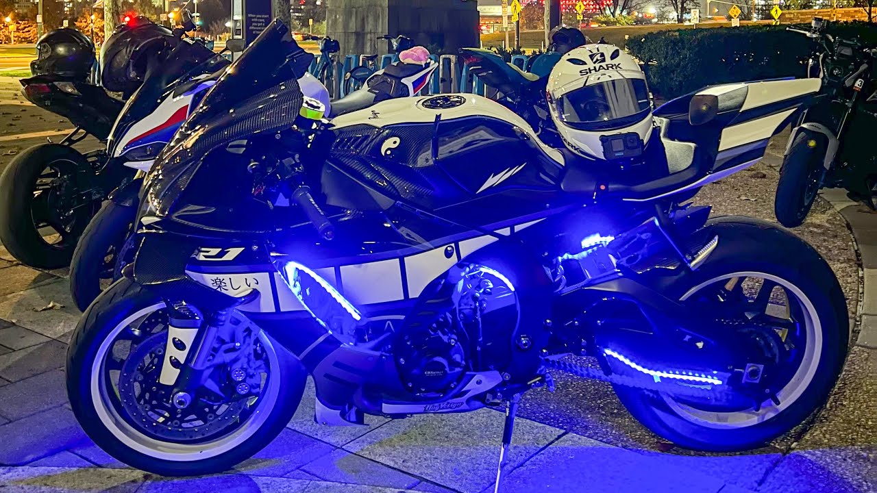 Yamaha R1 Night Ride - Hooning with S1000RR ZX636 - YouTube