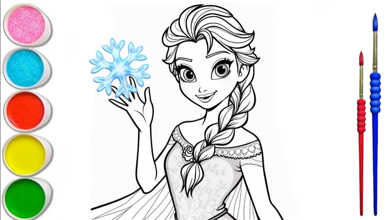 Elsa Drawing Painting and Coloring for Kids, Toddlers, Frozen Let It go ...