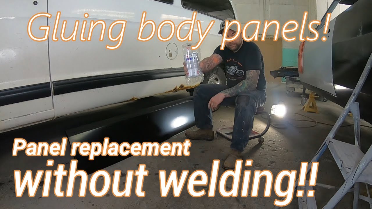 How to glue on rust repair panels with structural adhesive - YouTube
