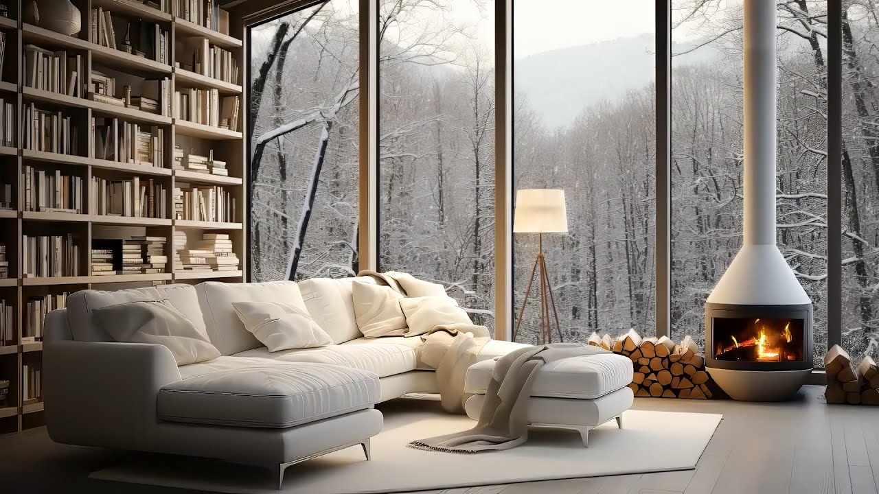 Cozy Winter Ambience | Study, Sleep, Relax with the sound of falling ...