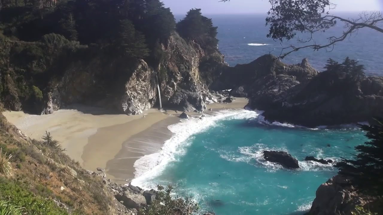 ️3 Hour Video of Beautiful Scenery of a Waterfall on a Beach - Calm ...