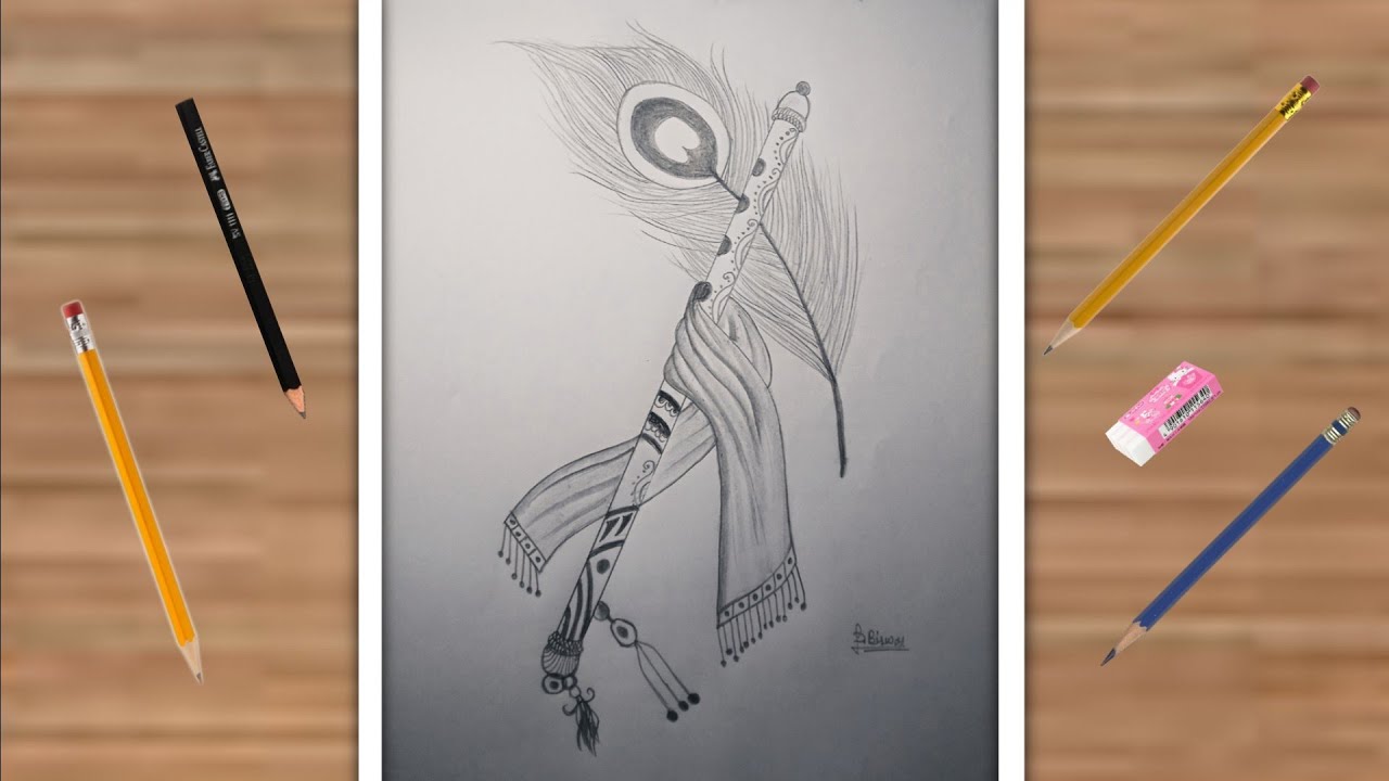 How to draw Flute of Krishna [2024] Bansuri drawing| #drawing #art ...